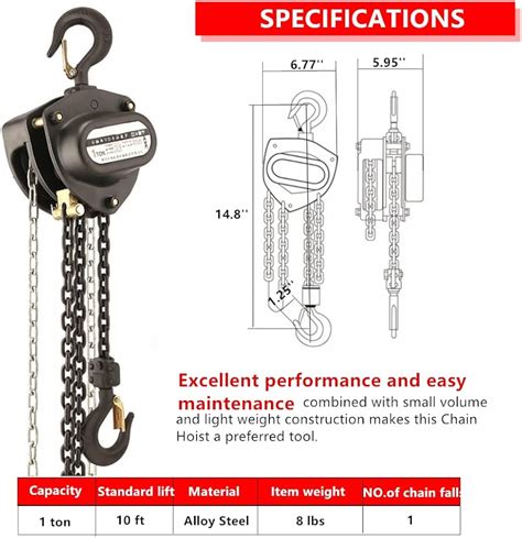 Chain Fall Superhandy 1 Ton Chain Hoist 2200lbs Capacity Manual Come