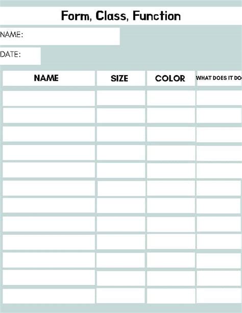 Form Class Function Worksheet By Chase Dews Tpt