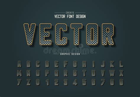 Halftone Circle Font And Alphabet Vector Digital Cartoon Bold Typeface And Number Design Stock