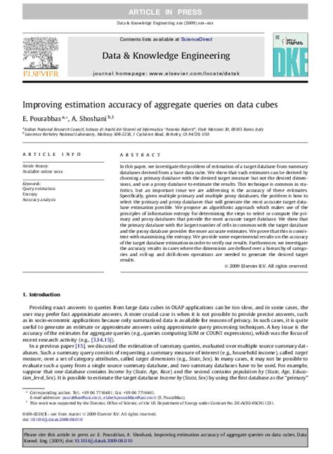 Pdf Improving Estimation Accuracy Of Aggregate Queries On Data Cubes