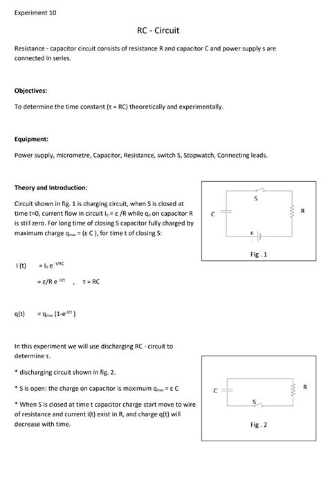 solved experiment 10 rc circuit resistance capacitor