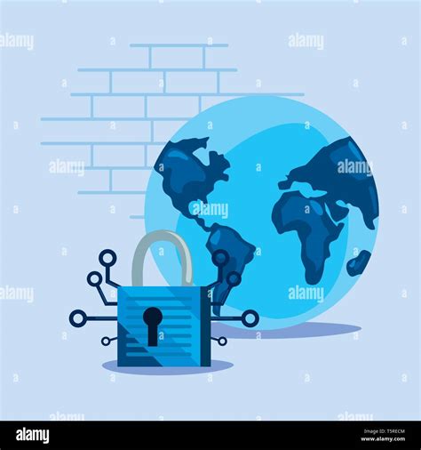 World Connection Padlock Cyber Security Vector Illustration Stock Vector Image And Art Alamy