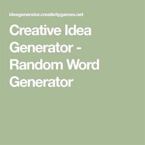 Innovative Idea Generator Generate Random Words