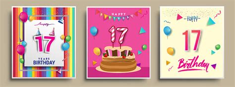 벡터 집합의 생일 초대장 인사말 카드 디자인 색종이와 풍선 생일 케이크 생일 축 하 파티에 대 한 다채로운 벡터 템플릿 요소 공휴일에 대한 스톡 벡터 아트 및 기타 이미지