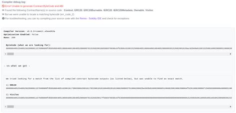 Error Unable To Generate Contract Bytecode And Abi On Polygonscan Smart Contracts