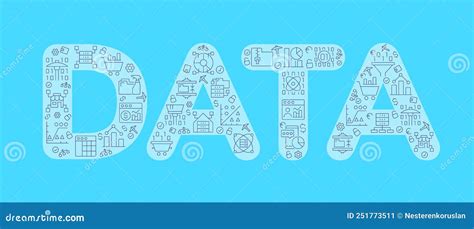 Data Mining Pixel Perfect Shaped Concept Filled With Editable Linear Icons Stock Illustration
