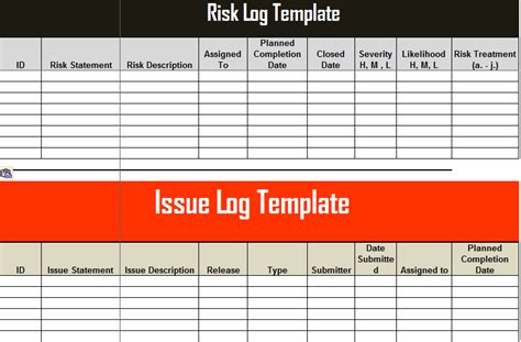Risk And Issues Log Template