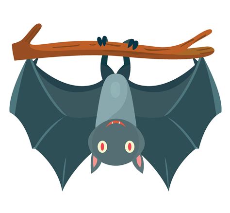 Bat Hangs Upside Down Flat Style Vector Illustration Bat Hanging On A