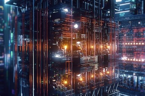 Premium Ai Image Intricate Network Of Servers Wires And Data Storage Devices
