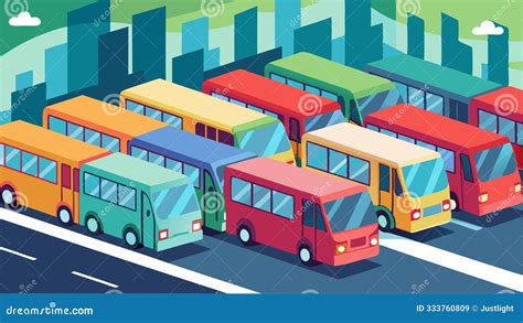 Buses At The Bus Terminal Station Transportation Infographics Vector
