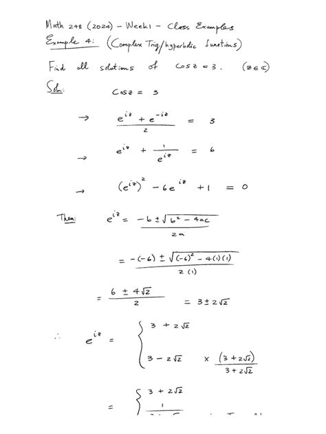 Week 1 Example 4 Solving A Complex Trig Equation Pdf