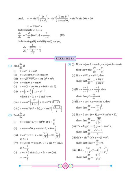 Practice Questions On Differentiation And Integration Pdf Area Integral