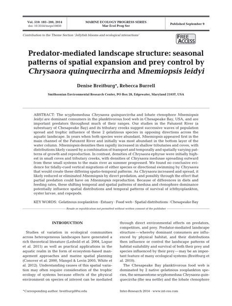 Pdf Predator Mediated Landscape Structure Seasonal Patterns Of Spatial Expansion And Prey