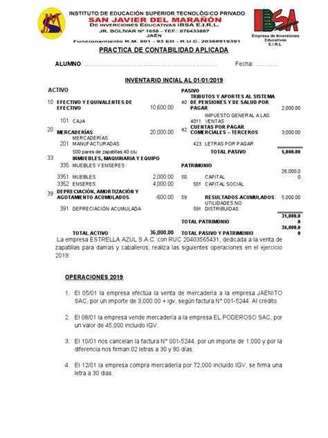 Practica Operaciones Contables Pdf Servicios Financieros Contabilidad