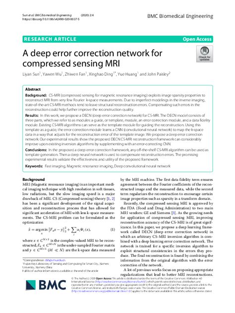 Pdf A Deep Error Correction Network For Compressed Sensing Mri