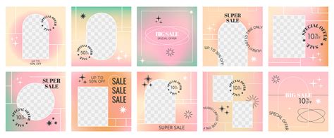 다양한 모양 선 반점 별이있는 추상적 인 기하학적 디자인의 편집 가능한 최소 사각형 배너 템플릿 세트 광고에 대한 스톡 벡터 아트 및 기타 이미지 Istock