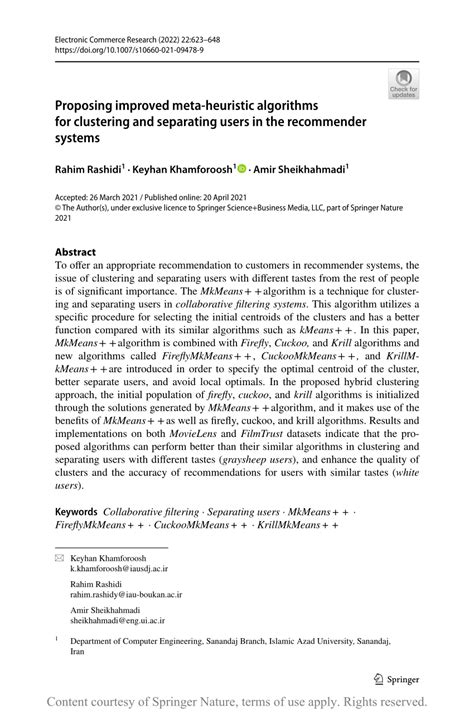 proposing improved meta heuristic algorithms for clustering and