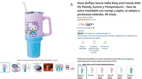 Este Vaso Sanrio Tipo Stanley De Hello Kitty Y Amigos En Amazon Es El