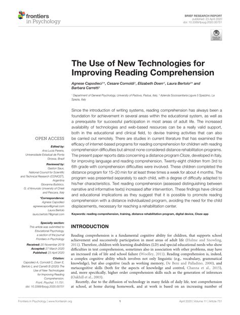 Pdf The Use Of New Technologies For Improving Reading Comprehension
