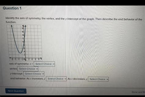[free] Identify The Axis Of Symmetry The Vertex And The Y Intercept Of The Graph Then
