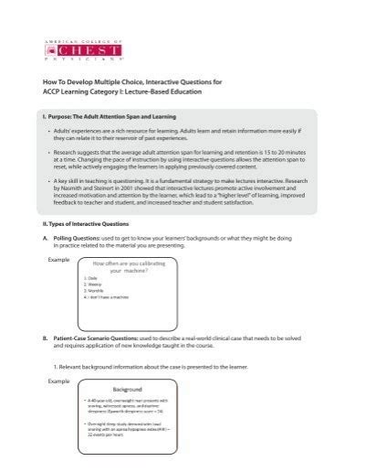 how to develop multiple choice interactive questions for accp