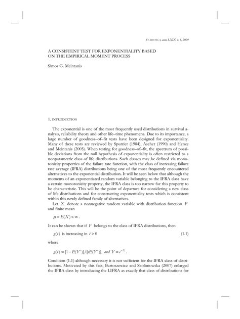 pdf a consistent test for exponentiality based on the empirical