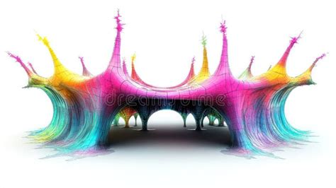 A Colorful Abstract Structure Resembling Organic Forms And Landscapes Stock Illustration