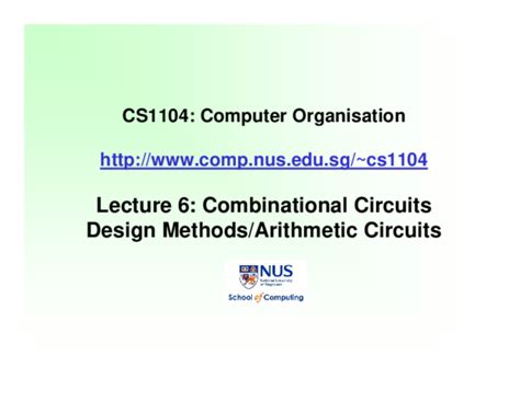Pdf Lecture 6 Combinational Circuits Design Methodsarithmetic Circuits