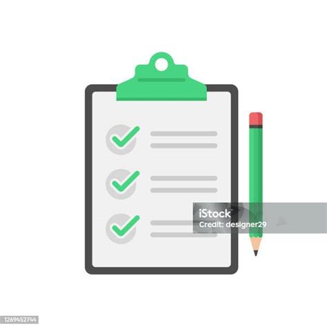 체크리스트 클립보드 및 연필 아이콘 플랫 디자인 화이트 백그라운드 체크리스트에 대한 스톡 벡터 아트 및 기타 이미지 체크리스트 클립 보드 리스트 Istock