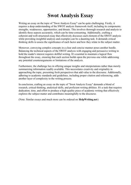 Swot Analysis Essay Pdf