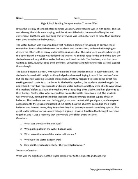 Reading Comprehension Worksheets Free Printable Practice For All Grades