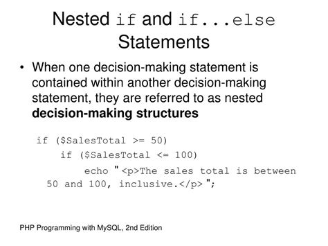 Ppt Chapter 2 Functions And Control Structures Php Programming With Mysql 2 Nd Edition