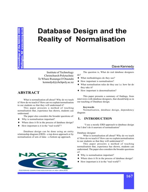 Database Design And The Reality Of Normalisation
