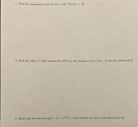 Solved 1 Find The Linearization L X Of F X Sin−1 X At
