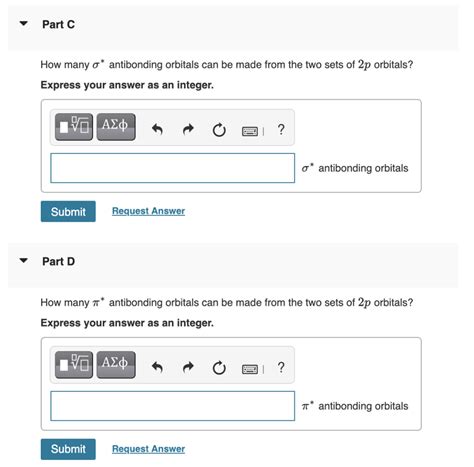 Solved Part C How Many O Antibonding Orbitals Can Be Made