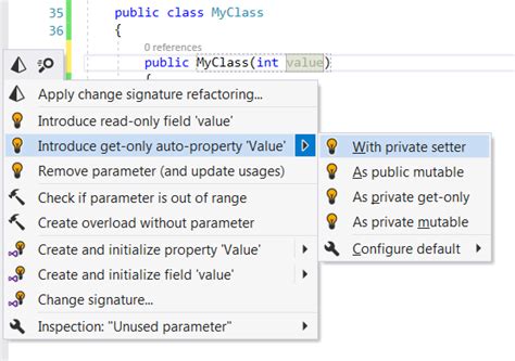 C How To Force Resharper To Generate Property Under The Constructor