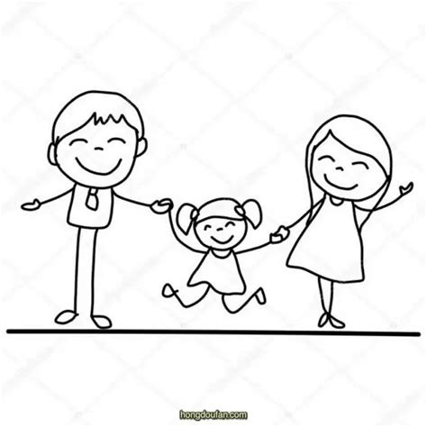 13张爸爸妈妈爷爷奶奶弟弟妹妹小猫小狗一家人手绘卡通简笔画 红豆饭小学生简笔画大全 花瓣网