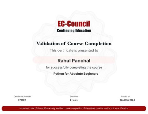 Rahul Panchal On Linkedin Pythonprogramming Eccouncil Coding