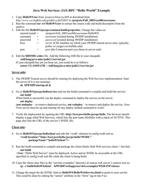 Java Web Services JAX RPC Hello World Example