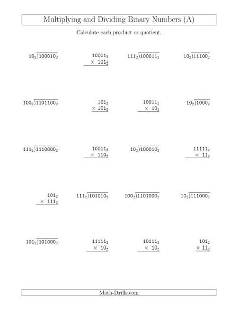 Multiplying And Dividing Binary Numbers Base 2 A
