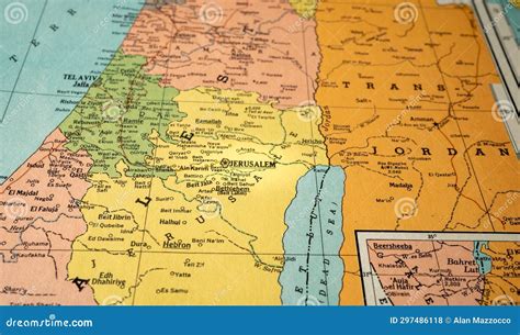 Map Of Palestine On 1947 Original Borders In A World Atlas Map Before