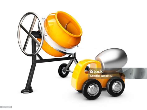 노란색 콘크리트 믹서 및 믹서 트럭 고립 된 백색 3 차원 일러스트 레이 션 0명에 대한 스톡 사진 및 기타 이미지 0명 기계류 기업 재무와 산업 Istock