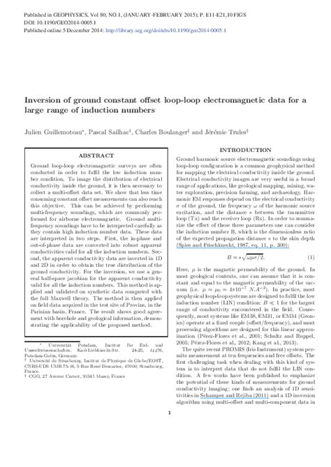 Pdf Inversion Of Ground Constant Offset Loop Loop Electromagnetic