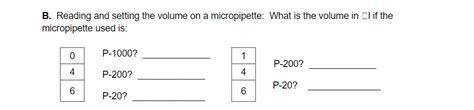 Solved B Reading And Setting The Volume On A Micropipette Chegg Com