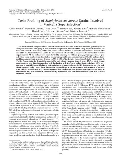 Pdf Toxin Profiling Of Staphylococcus Aureus Strains Involved In Varicella Superinfection