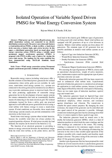 Pdf Isolated Operation Of Variable Speed Driven Pmsg For Wind Energy