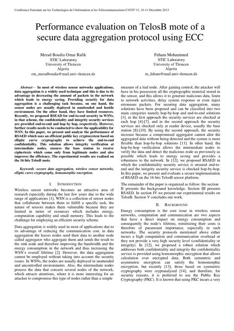 Pdf Performance Evaluation On Telosb Mote Of A Secure Data