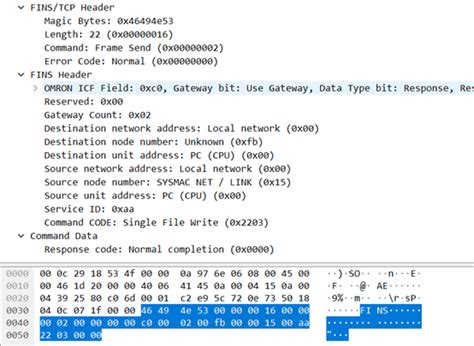 Fins协议握手信号服务器响应欧姆龙finstcp与finsudp协议解析 —— 利用wireshark对报文逐字节进行解析详细解析附含报文