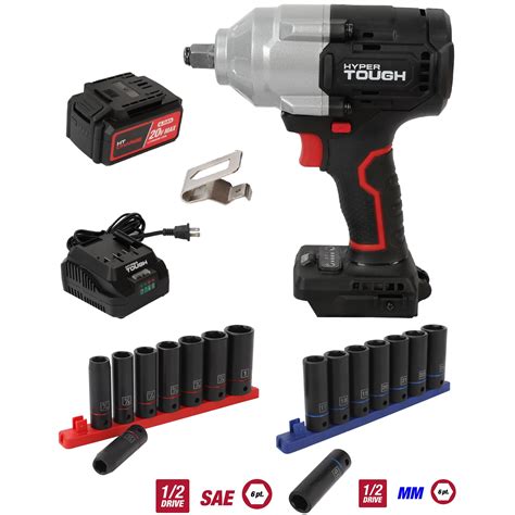 Hyper Tough 20v 12 In Mid Torque Cordless Impact Wrench With 18 Piece