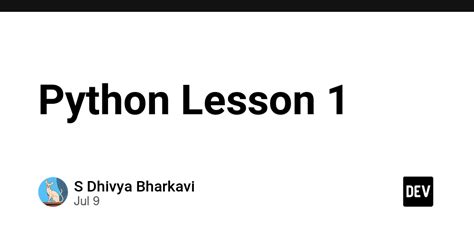 Python Lesson 1 Dev Community